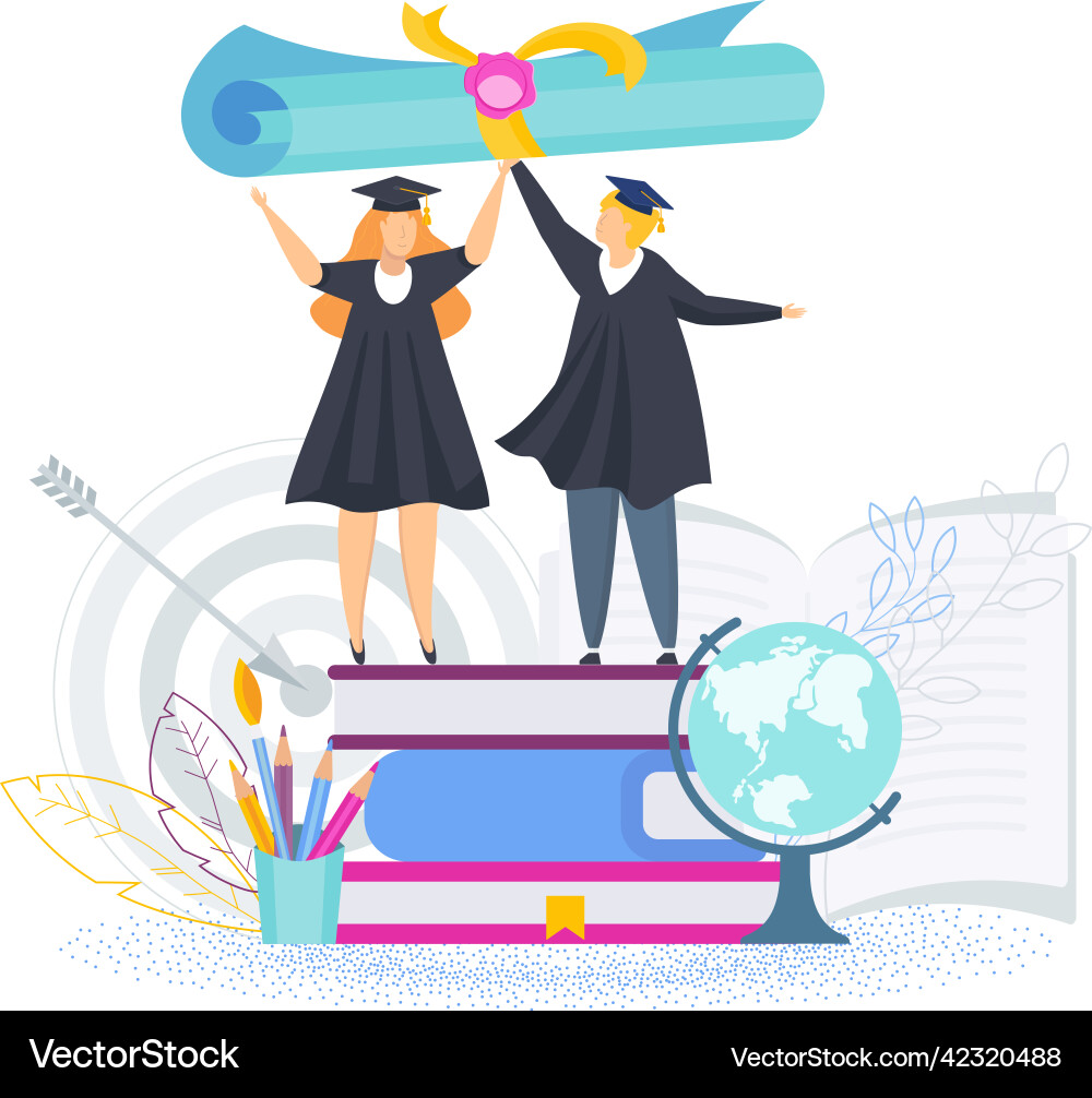 University graduates celebrate graduation Vector Image