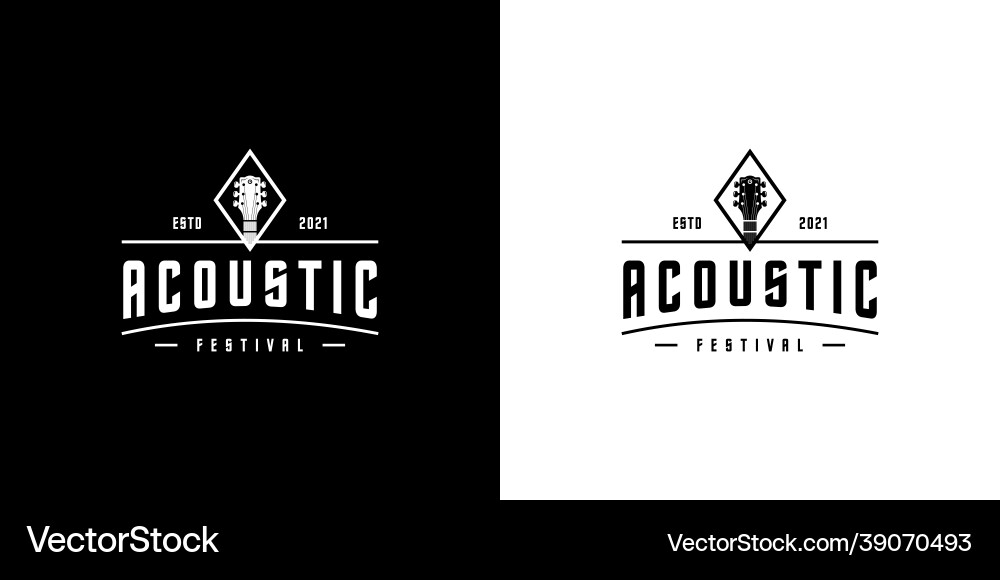 Acoustic guitar logo design template Royalty Free Vector