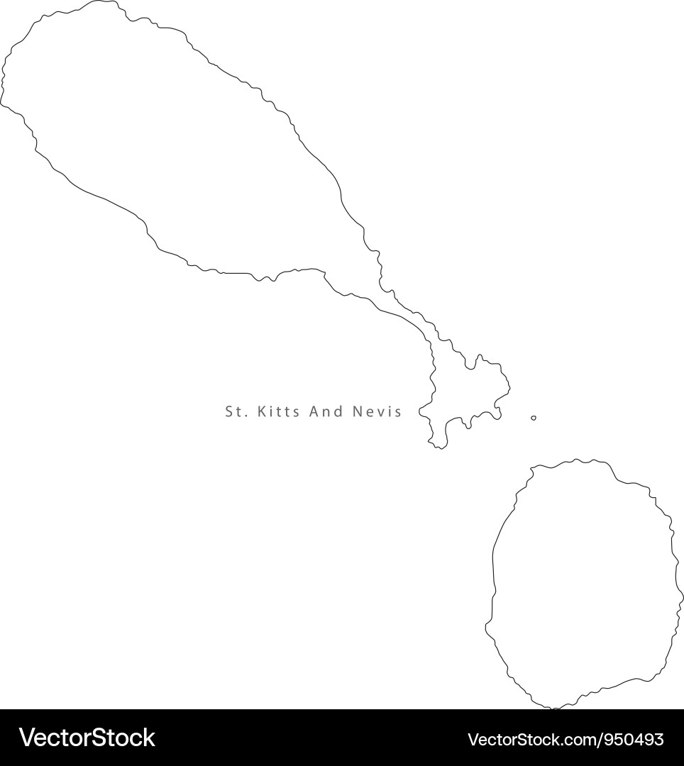 Black white st kitts and nevis outline map Vector Image