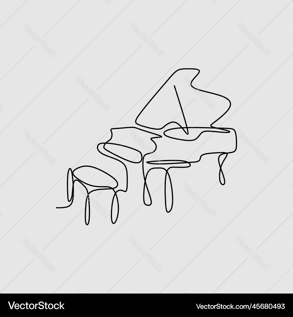 Continuous drawing line piano music instrument Vector Image