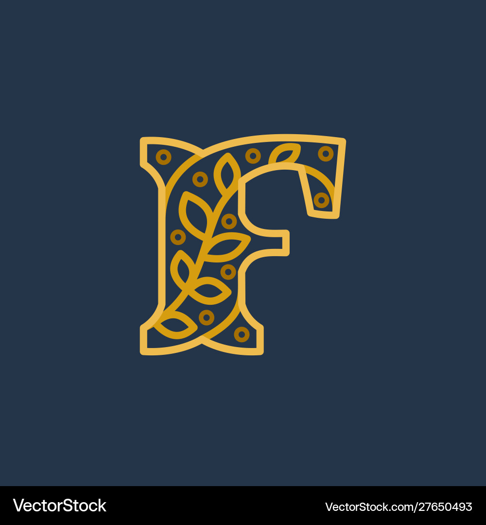 Elegant linear letter f initial ornate logotype Vector Image