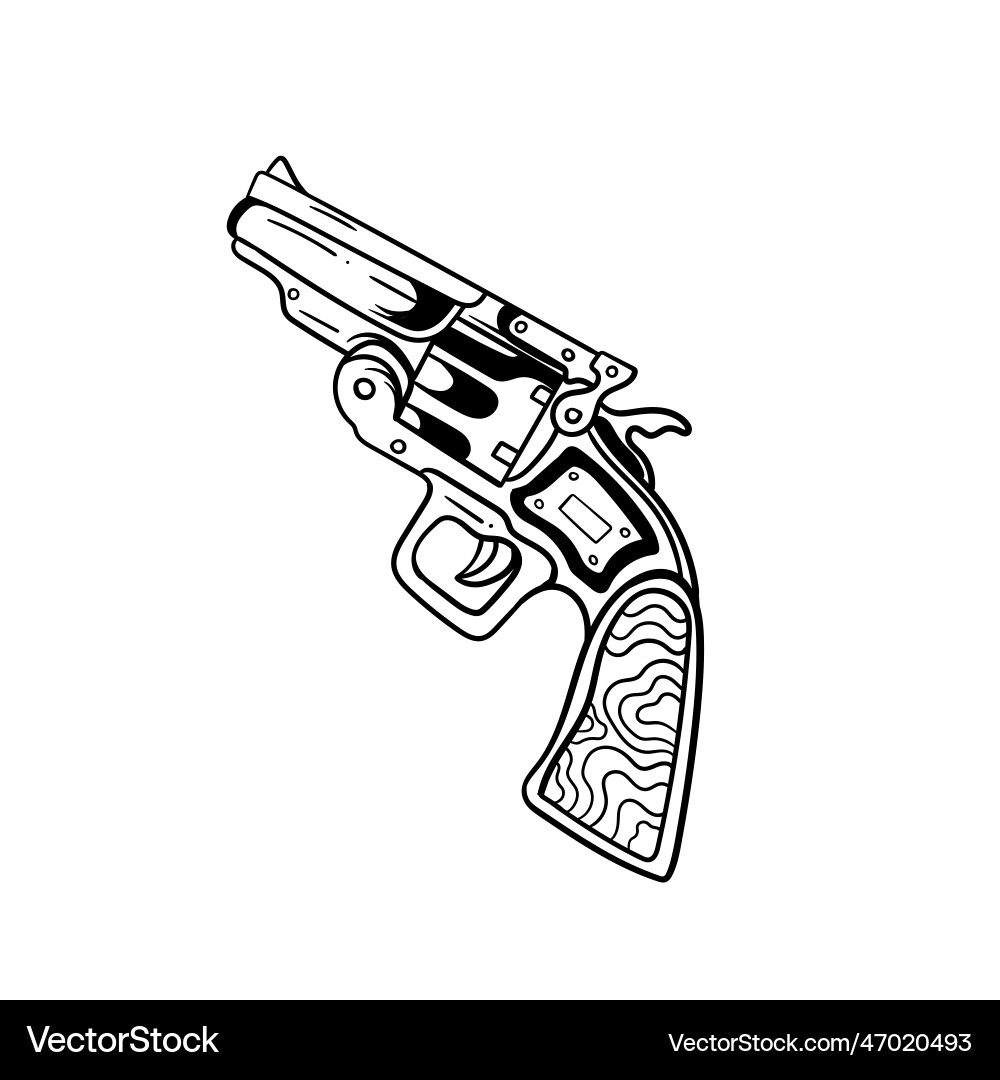 Hand drawn of gun outline Royalty Free Vector Image