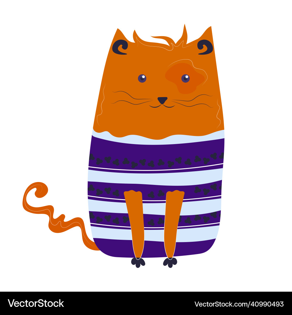 Isolated cartoon character ginger cat Royalty Free Vector