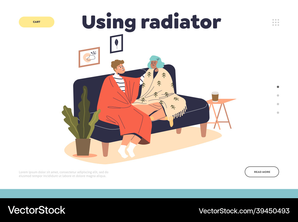 Using radiator concept of landing page with young Vector Image