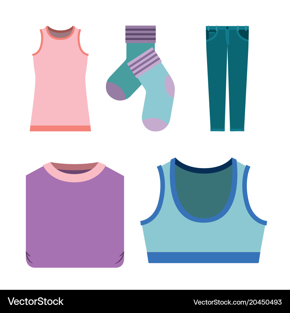 White background of colorful set elements clothes Vector Image