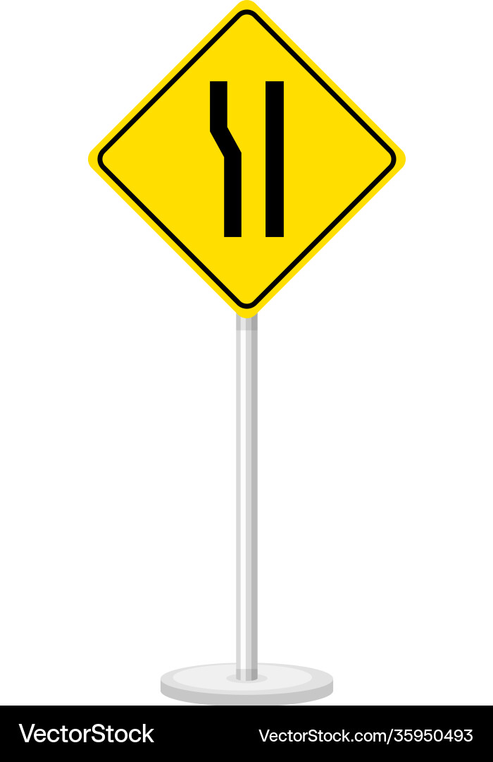 Yellow traffic warning sign on white background Vector Image