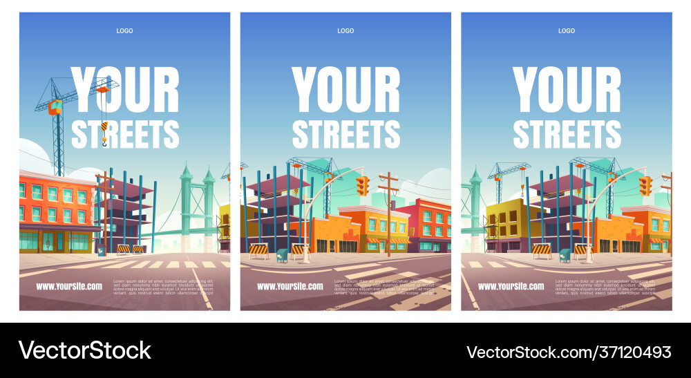 Your street posters buildings under construction Vector Image