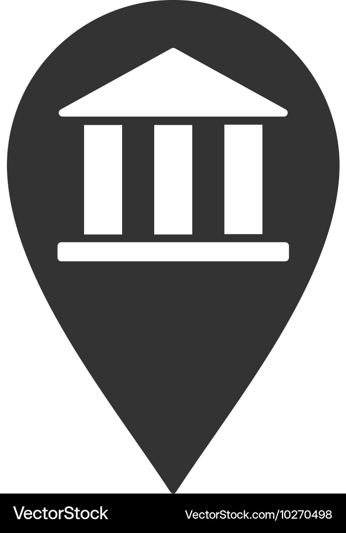 Bank building pin flat icon Royalty Free Vector Image