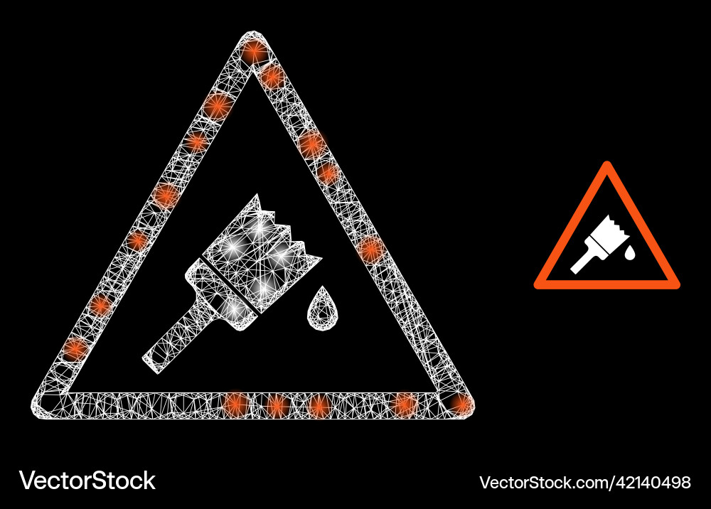 Bright hatched wet painting warning with Vector Image