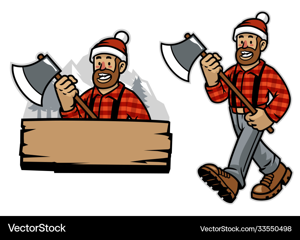 Cartoon happy lumberjack worker Royalty Free Vector Image