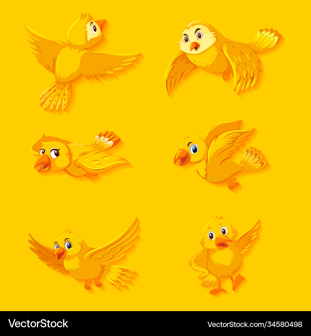 Cute yellow bird cartoon character Royalty Free Vector Image