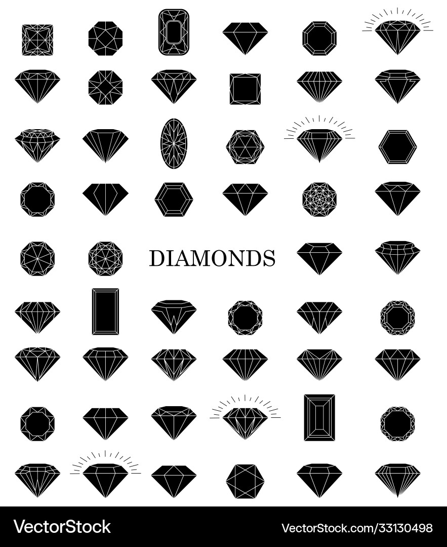 Diamond jewelry icons Royalty Free Vector Image