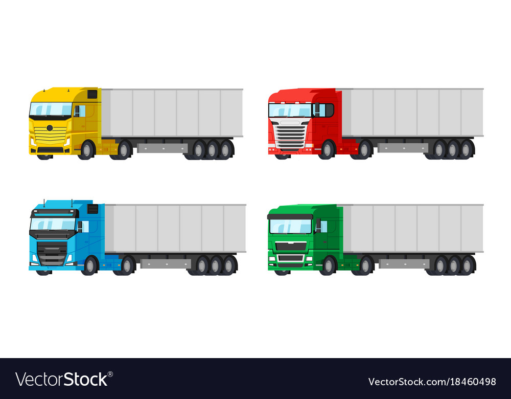 Four different color trucks for delivery goods Vector Image