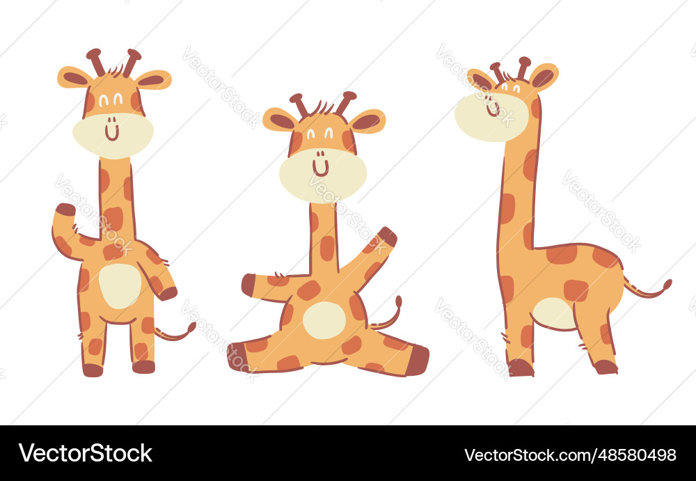 Giraffe cute cartoon characters hand drawn Vector Image