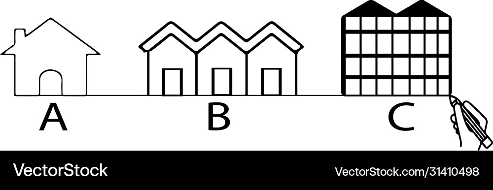 Hand drawn real estate on white background Vector Image