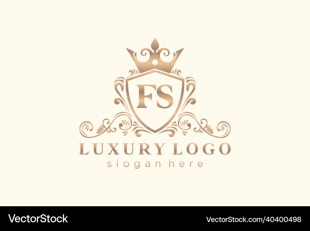 Initial fs letter royal luxury logo template Vector Image