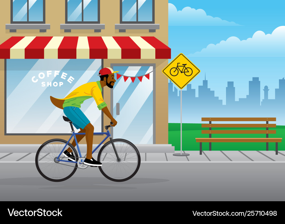 Man cycling in city Royalty Free Vector Image - VectorStock