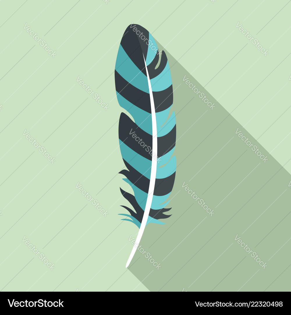 Rainbow feather icon flat style Royalty Free Vector Image