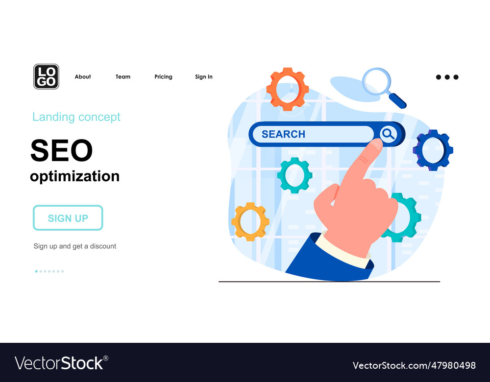 Seo Optimization Web Concept Setting Up Browser Vector Image