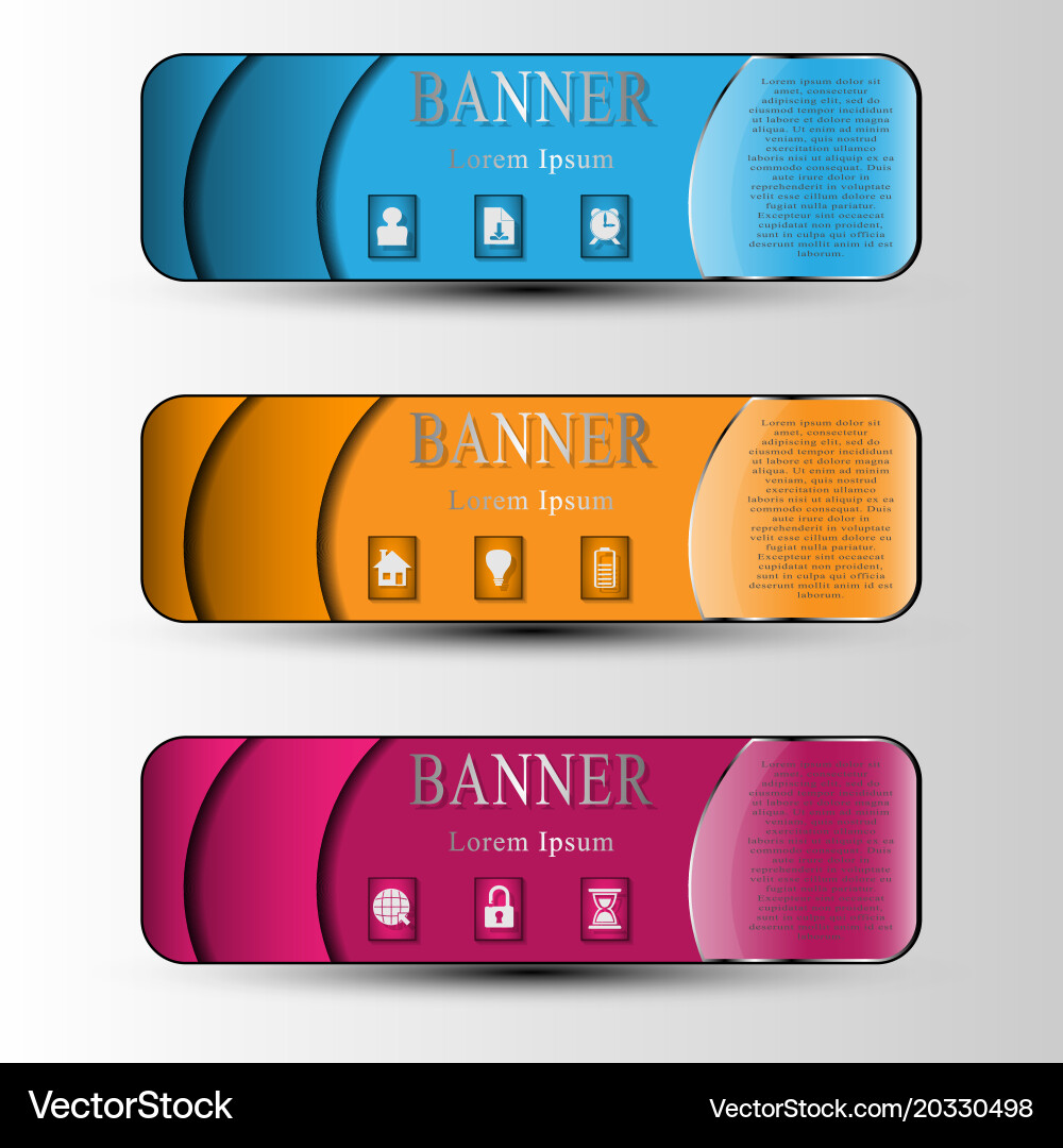 Set of colored info graphic banners Royalty Free Vector