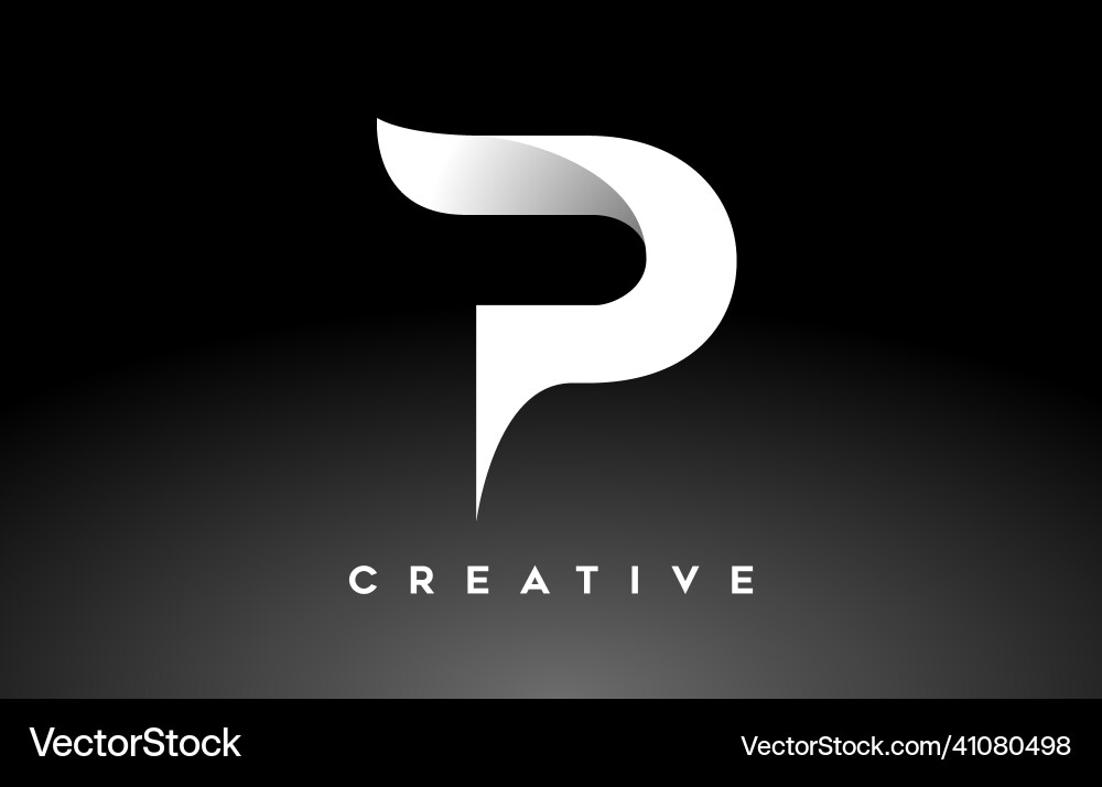 White letter p logo design with minimalist Vector Image