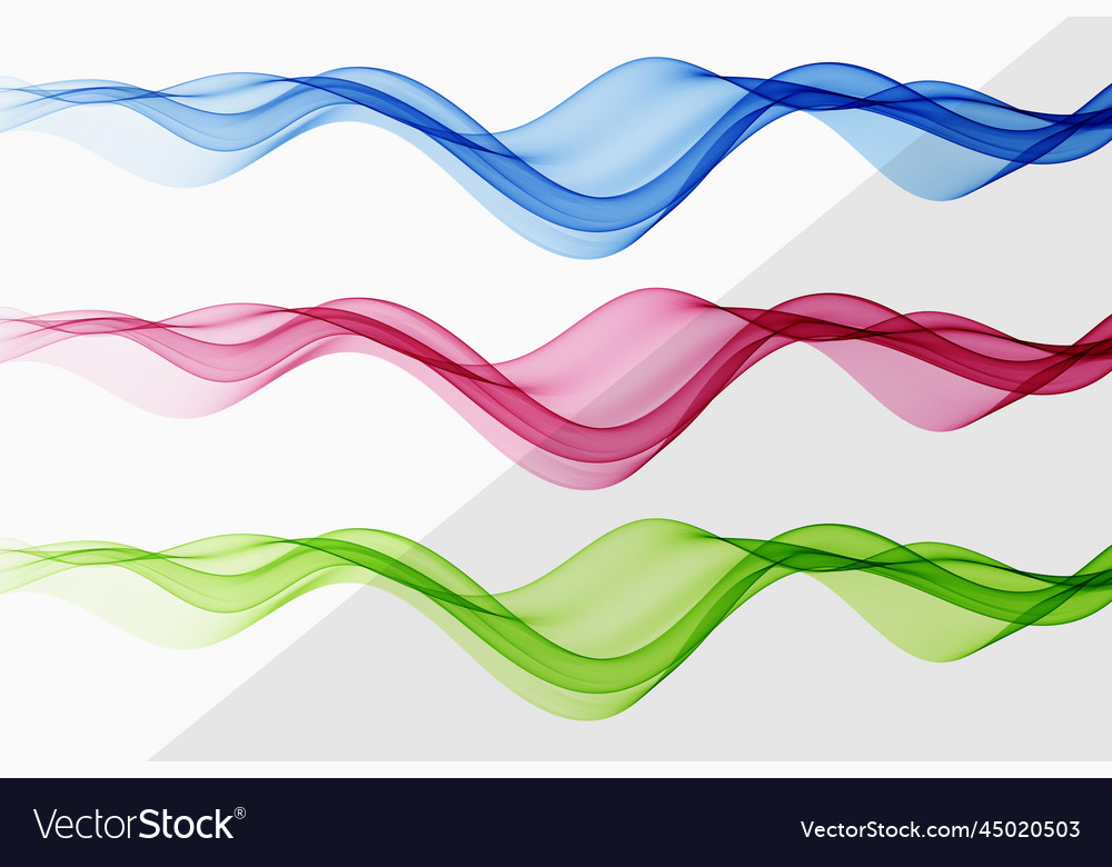 Abstract color waves set of three colored Vector Image