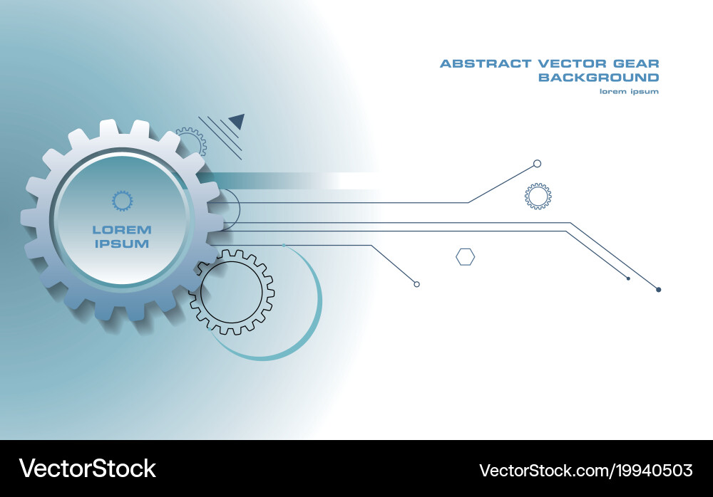 Abstract gear background with lines in blue color Vector Image