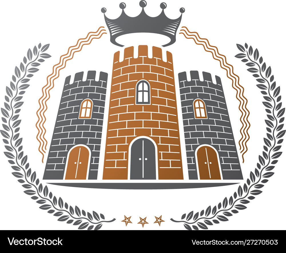 Ancient castle emblem heraldic coat arms Vector Image