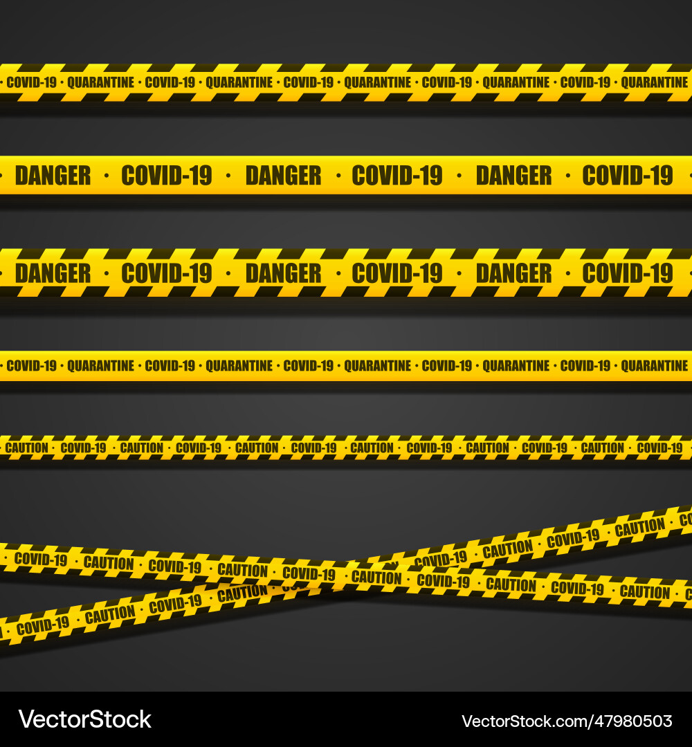 Bright yellow warning tapes hazardous area Vector Image