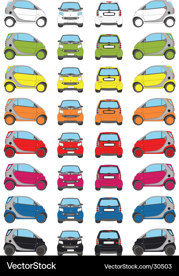Colour little car icons Royalty Free Vector Image