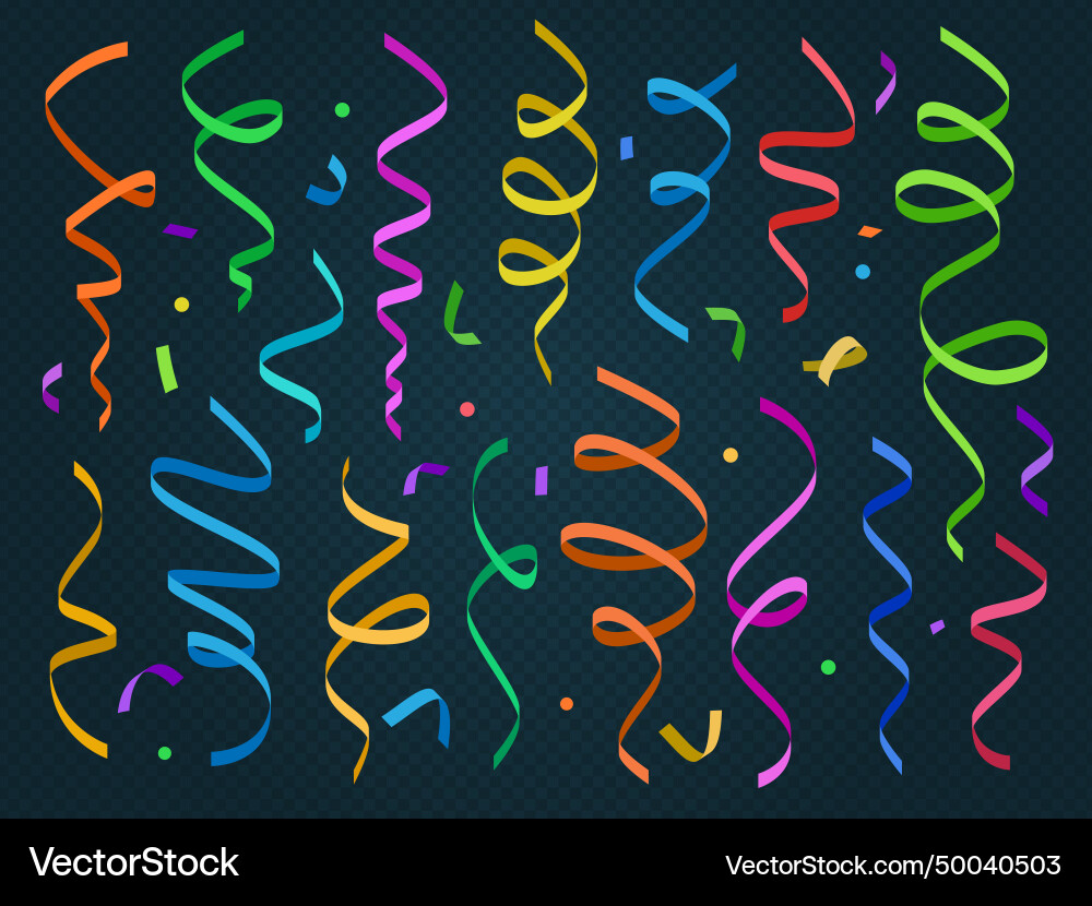Confetti colored curly ribbons for party recent Vector Image