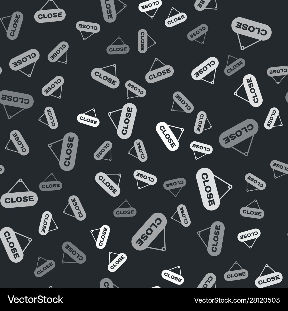 Grey hanging sign with text close icon isolated Vector Image