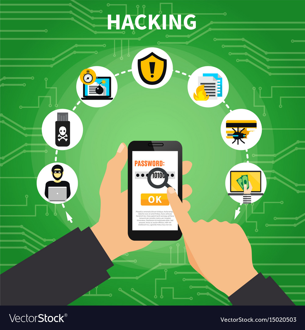 Hacking design composition Royalty Free Vector Image