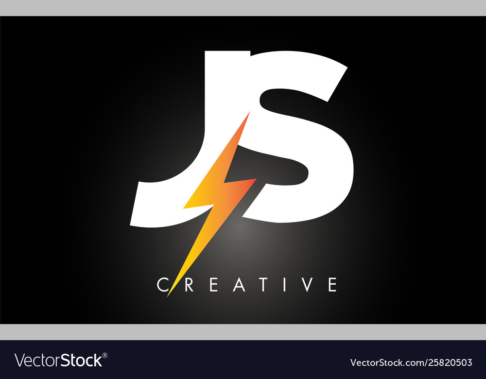 Js letter logo design with lighting thunder bolt Vector Image