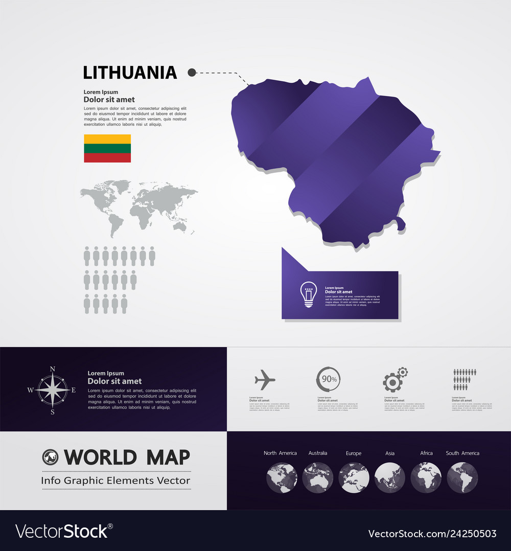 Lithuania map Royalty Free Vector Image - VectorStock