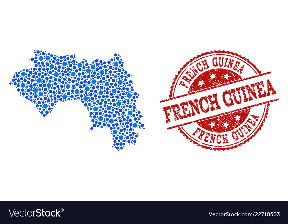 Mosaic map of french guinea with linked circles Vector Image