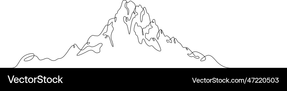 One continuous line landscape of mountain range Vector Image