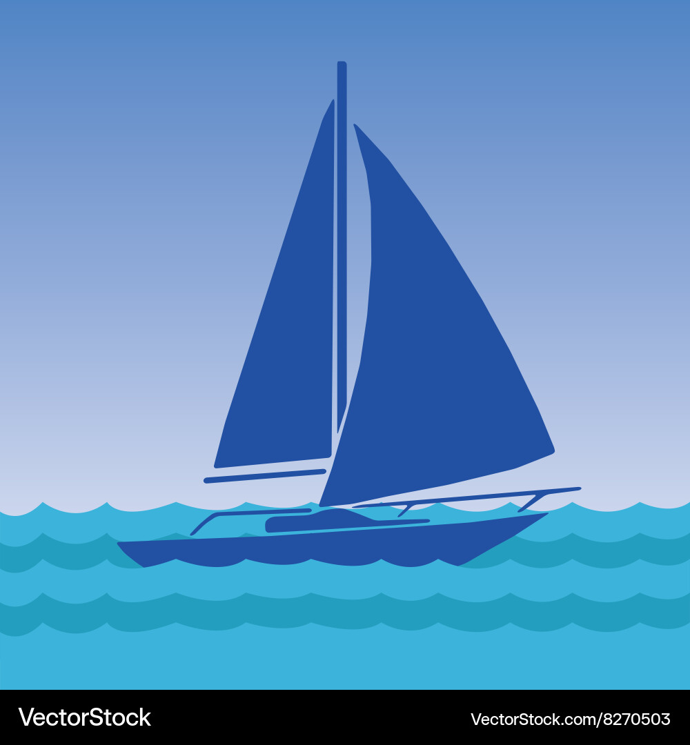 Sailing boat in sea Royalty Free Vector Image - VectorStock