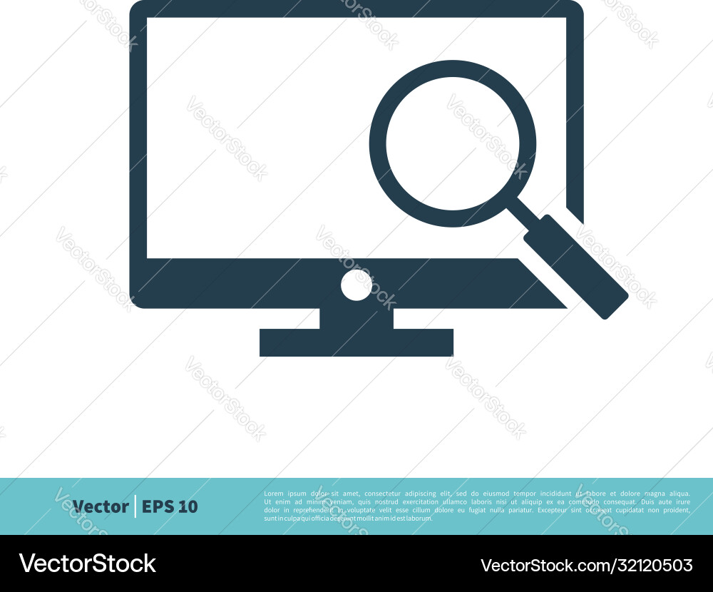 Screen and magnifying glass icon logo template Vector Image