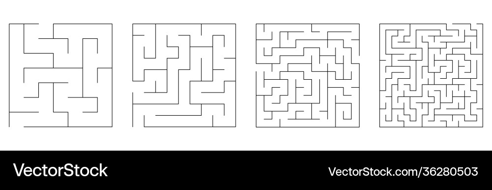 Set of mazes square labyrinth Royalty Free Vector Image
