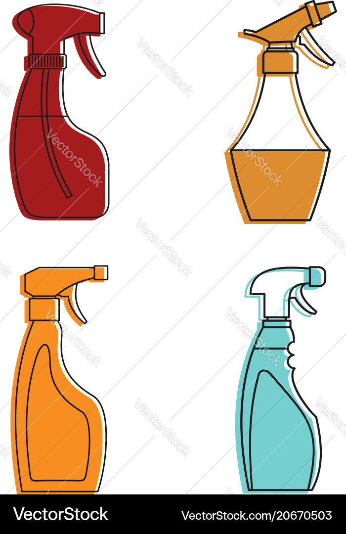 Spray icon set color outline style Royalty Free Vector Image