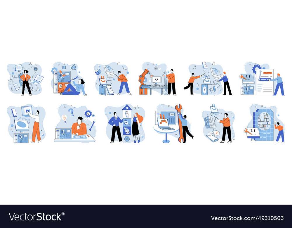 Technical support instructors in fields Royalty Free Vector