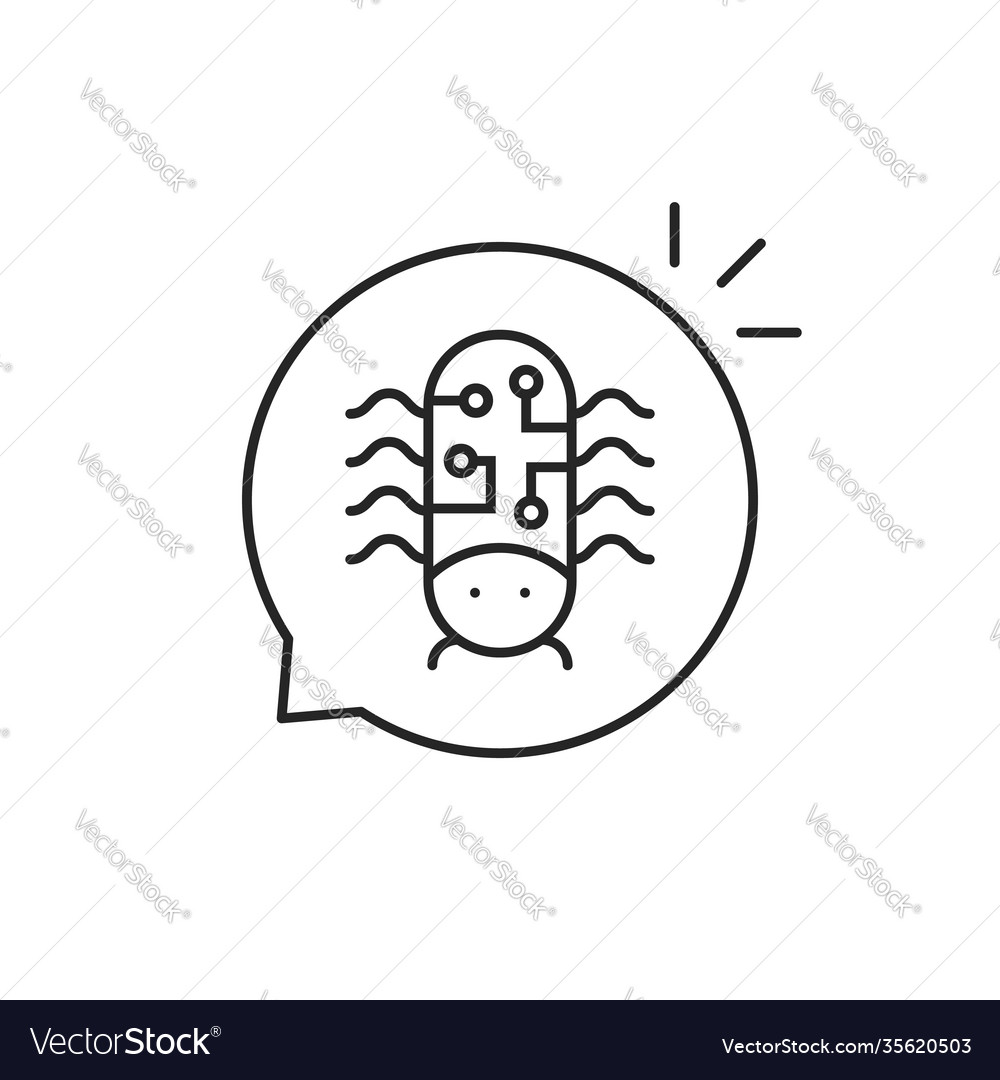 Thin Line Popup Message With Bug Royalty Free Vector Image