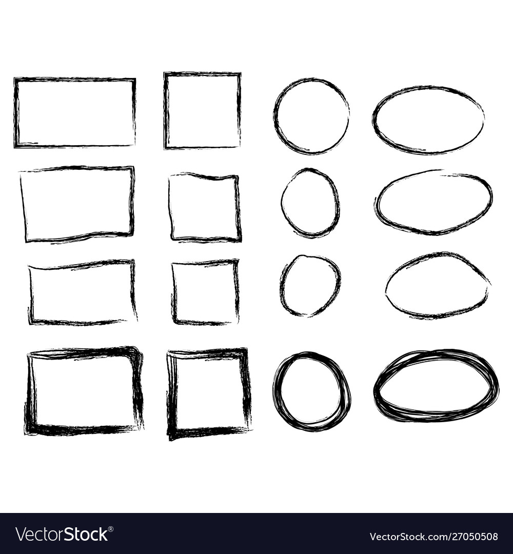 Black circle and square frames brush strokes Vector Image