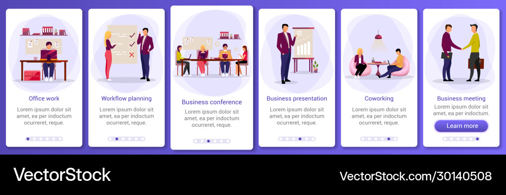 Business industry onboarding mobile app screen Vector Image