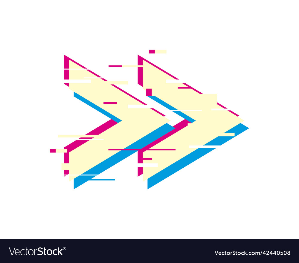 Forward button with glitch effect Royalty Free Vector Image