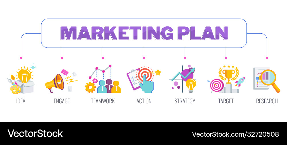 Marketing plan banner mix infographic Royalty Free Vector