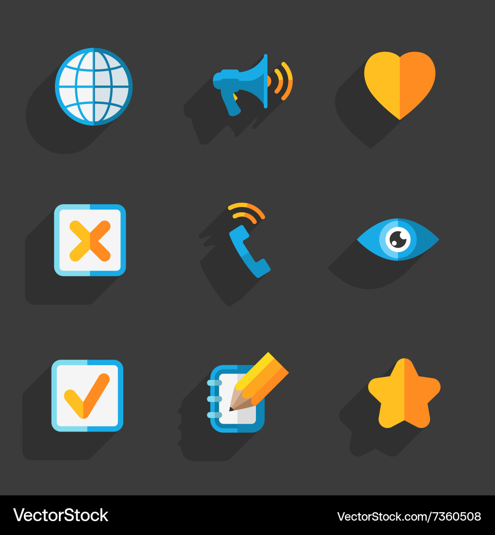 Modern colorful flat social icons Royalty Free Vector Image