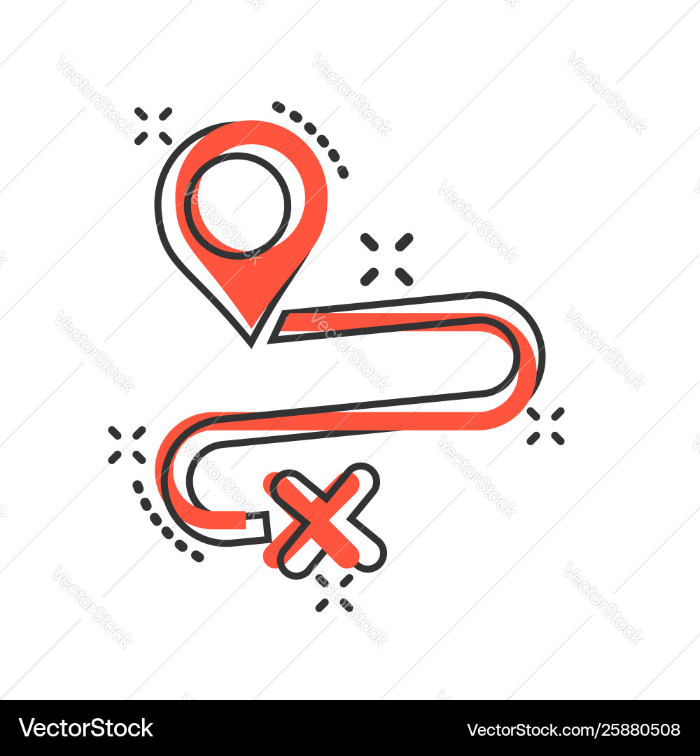 Move location icon in comic style pin gps cartoon Vector Image