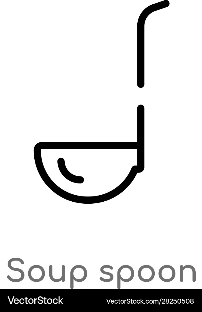 Outline soup spoon icon isolated black simple Vector Image
